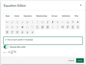Writing Mathematical Expressions in Canvas Using LaTeX – GMCTL | Online ...